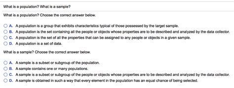 solved what is a population what is a sample what is a
