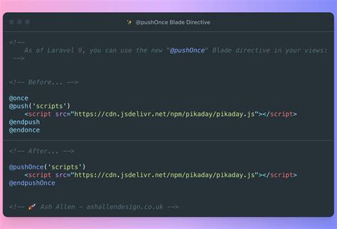 Ash Allen 🚀 On Twitter As Of Laravel 9 We Can Use The New Pushonce
