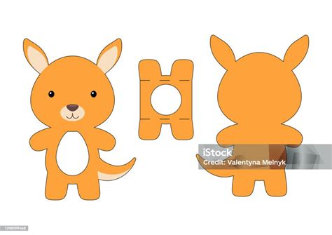 귀여운 다이 컷 캥거루 초콜릿 계란 홀더 템플릿 부활절 달걀소매 종이 상자 인쇄 가능한 색상 구성표입니다 레이저 절단 벡터