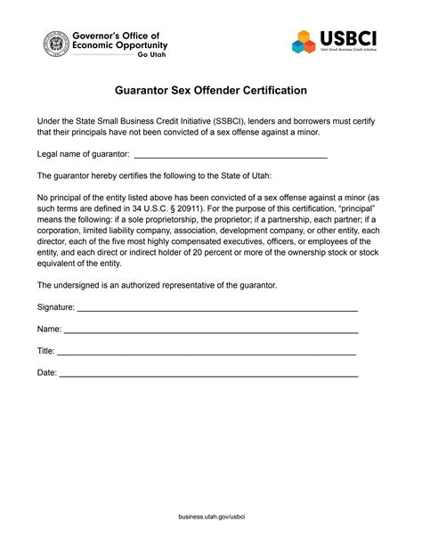 Usbci Guarantor Sex Offender Certification By Utah Governors Office Of