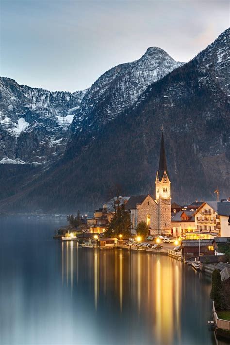 Dusk At Lake Hallstatt Salzkammergut Austrian Alps By Fisfra
