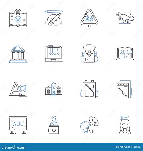 Distance Learning Line Icons Collection Online Virtual Remote E Learning Digital Cyber