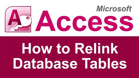 Microsoft Access How To Relink Database Tables Youtube