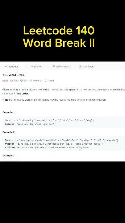 Leetcode 140 Day 40 Coding Leetcode Dailycoding Trending