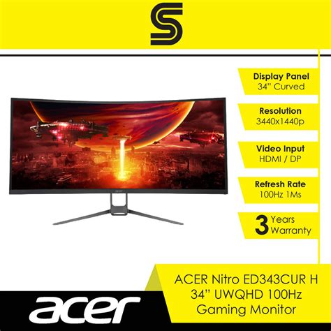 Acer Nitro Ed Cur H Uwqhd Hz Gaming Monitor Shopee Malaysia