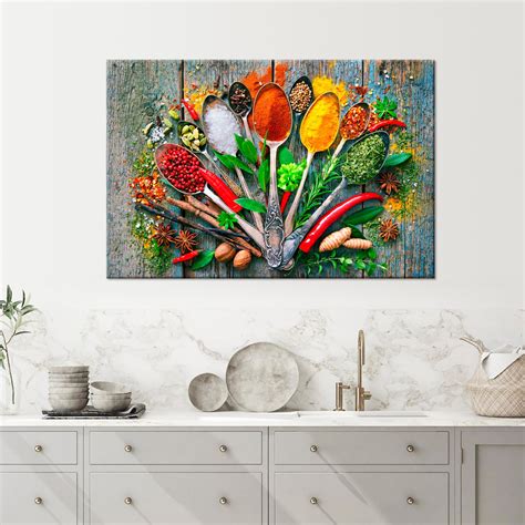 Kitchen Wall Decor Herbs And Spices Canvas Print Dining Room Wall Art