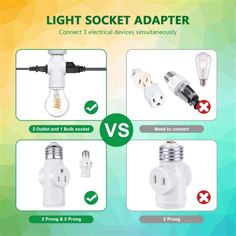 2 Pack E26 Light Socket To Plug Adapter Oddpc Light Bulb Plug Adapter