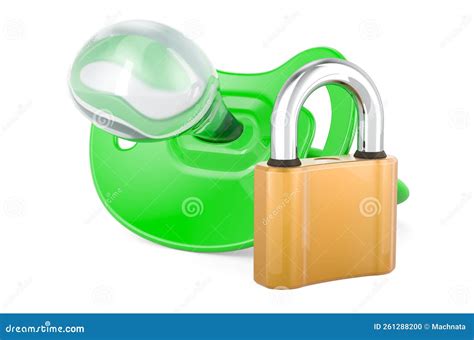 Pacifier With Padlock 3d Rendering Stock Illustration Illustration