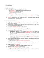 LIVER FUNCTION NOTES Pdf LIVER FUNCTION I LIVER ANATOMY A Very Large And Complex Organ