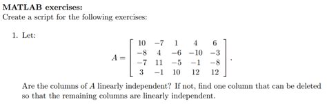 Solved Matlab Exercises Create A Script For The Following