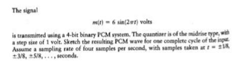 Solved The Signal M 6 6 Sin2wt Volts Is Transmitted