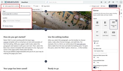 Improvements To The Title Area At The Top Of Sharepoint Pages And News