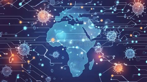 Digital Representation Of Virus Spread Across Networked Africa Stock