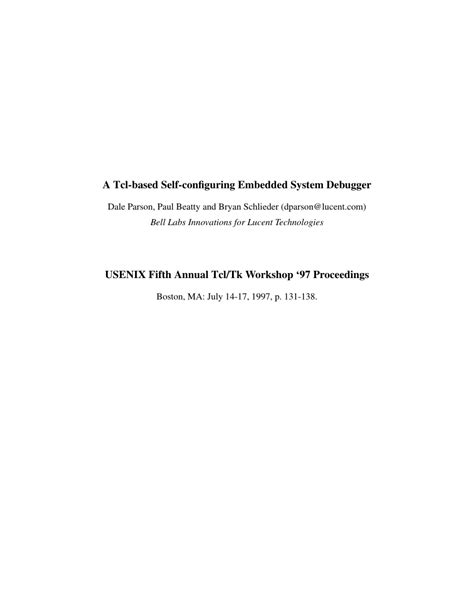 Pdf A Tcl Based Self Configuring Embedded System Debugger Pdf A Tcl Based Self Configuring Embedded System Debugger