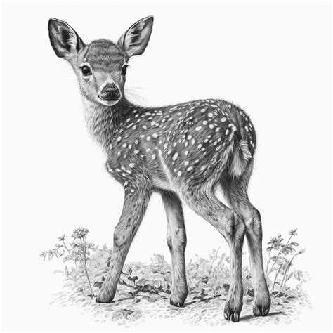 Premium Ai Image A Drawing Of A Fawn Standing In The Grass With A