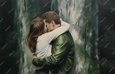 Premium Photo Young Couple In Love Hugging Each Other And Kissing On The Background Of A Wall