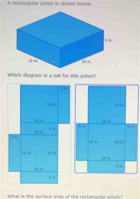 solved a rectangular prism is shown below which diagram is a net for