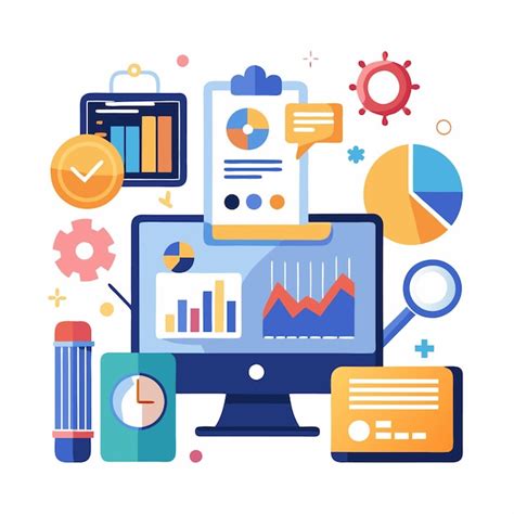 Computer With Charts And Graphs For Business Analytics Premium Ai Generated Vector