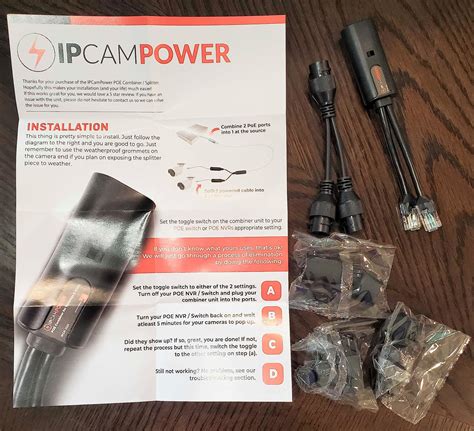 Getuscart Ipcampower Poe Combiner Splitter Adapter Run 2 Ip Cameras On 1 Cable