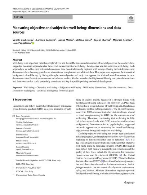 Pdf Measuring Objective And Subjective Well Being Dimensions