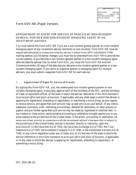 Form Adv Nr Sec Form 2565 Fill Out Sign Online And Download
