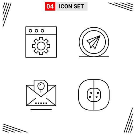 4 Icons Line Style Grid Based Creative Outline Symbols For Website Design Simple Line Icon Signs