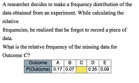 Solved A Researcher Decides To Make A Frequency Distribution