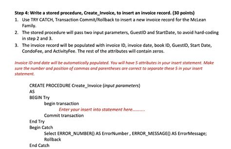 Solved Step Write A Stored Procedure Create Invoice To Chegg