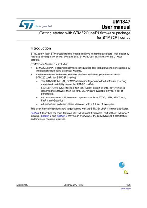 Pdf Um1847 User Manual Stmicroelectronicsstm32cubef1 Architecture Overview Um1847 826