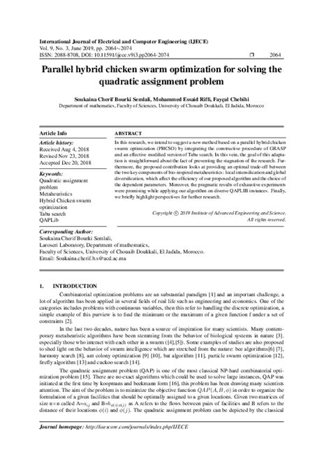 pdf parallel hybrid chicken swarm optimization for solving the