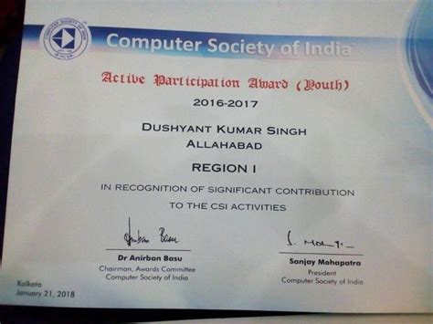 Dr Dushyant Kumar Singh On Linkedin Csi Ward For Active Participation