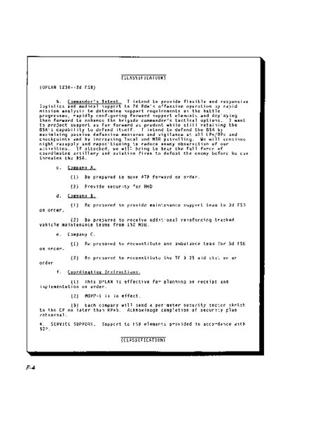 FM Forward Support Battalion Appdx F Sample Operations Plan With Annexes