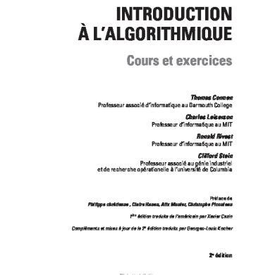 Download Introduction à l'algorithmique: cours et exercices by Cormen, Thomas H