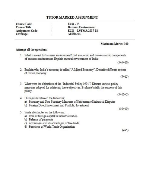 Eco 13 Business Environment English Solved Assignment 2017 18