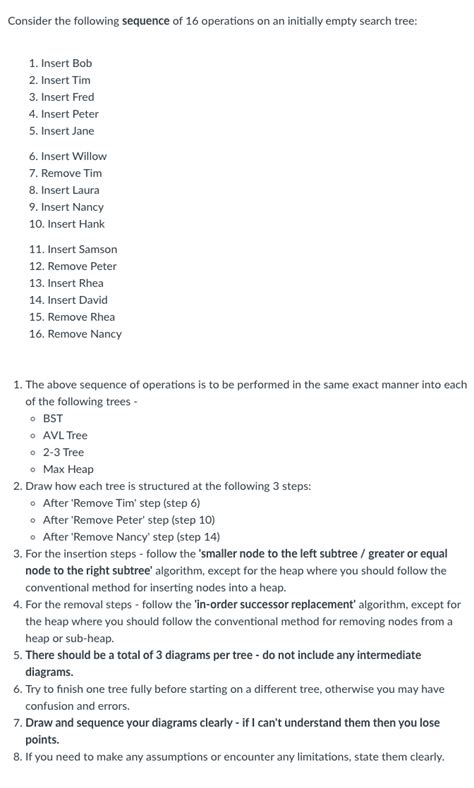 Solved Consider The Following Sequence Of 16 ﻿operations On