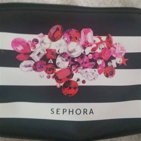 Sephora Bags Sephora Makeup Bag Black White Stripe Rose Cosmetic
