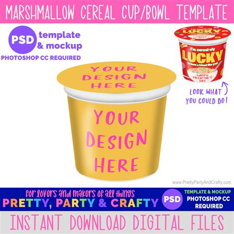Cereal Cup Label Template And Mockup Photoshop Pretty Party And Crafty