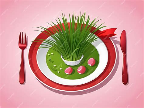 Premium Psd Psd Celebrate Happy Nowruz Fresh And Festive Wheatgrass A Plate Tied With A Red Ribbon