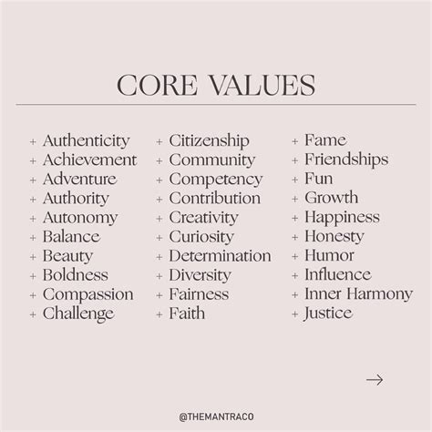 The Mantra Co On Instagram Your Core Values Are The Deeply Held Beliefs That Authentically