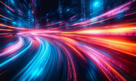 Glowing Binary Code Streams In A High Tech Futuristic Digital Scene