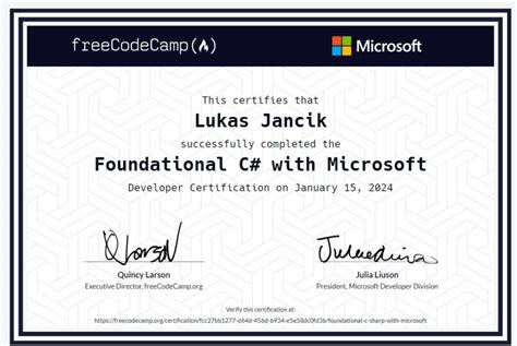 Lukas Jančik On Linkedin Csharp Programming Certification Kudos