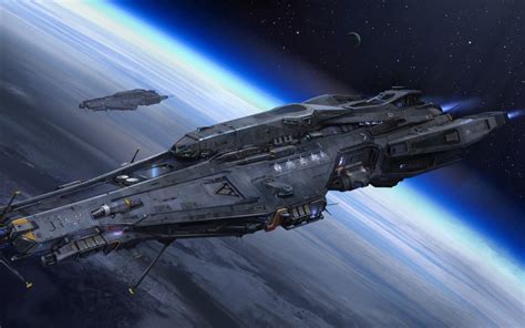 Wallpaper Ship Planet Futuristic Vehicle Science Fiction Flying Space Station Military