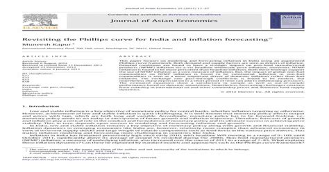 Download Pdf Revisiting The Phillips Curve For India And Inflation