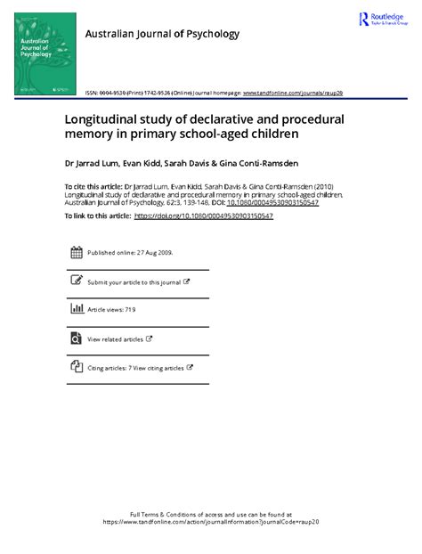 Longitudinal Study Of Declarative And Procedural Memory In Primary