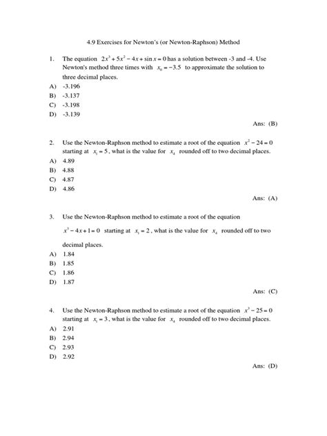 Newton Raphson Exercise Pdf Mathematics Of Computing Algorithms