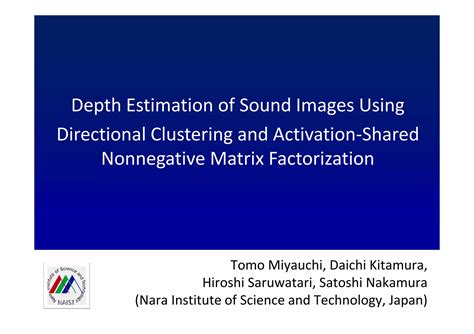 Depth Estimation Of Sound Images Using Directional Clustering And