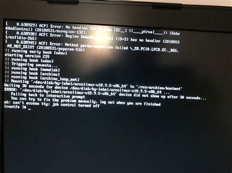 waiting 30 seconds for device ‘ dev disk by label newbie endeavouros