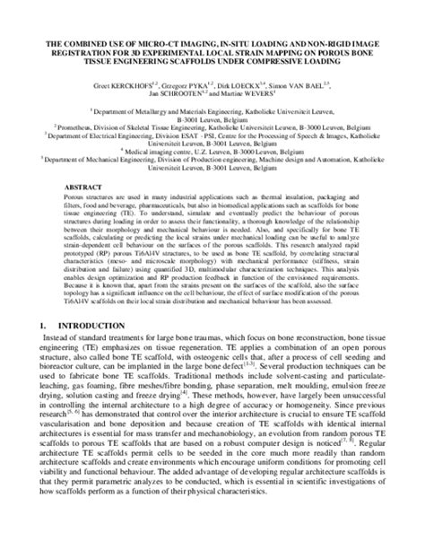 Pdf The Combined Use Of Micro Ct Imaging In Situ Loading And Non Rigid Image Registration For