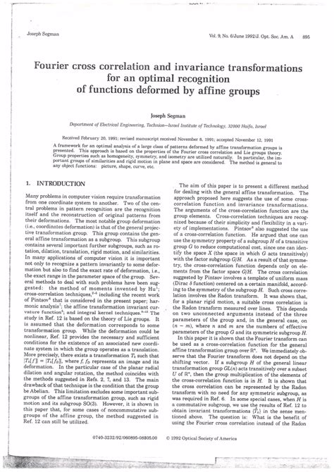 Pdf Fourier Cross Correlation And Invariance Transformation For Affine Groups