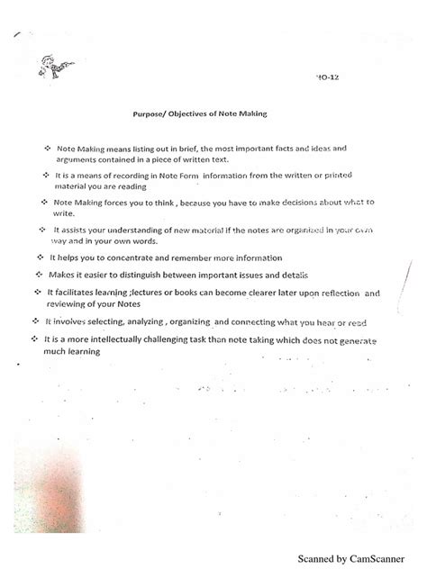 Note Making Class Xii Pdf
